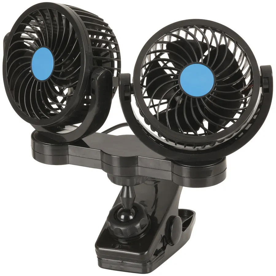 Dual 100mm 12V Fans with Clamp Mount | Road Tech Marine