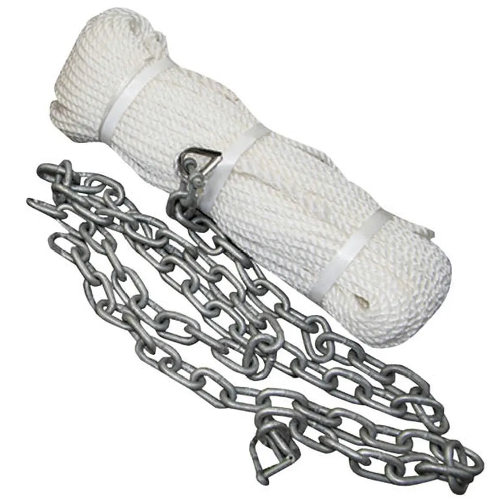 Anchor Line 50m Rope & 3m Chain - 6mm Rope & 6mm Galvanised Chain ...