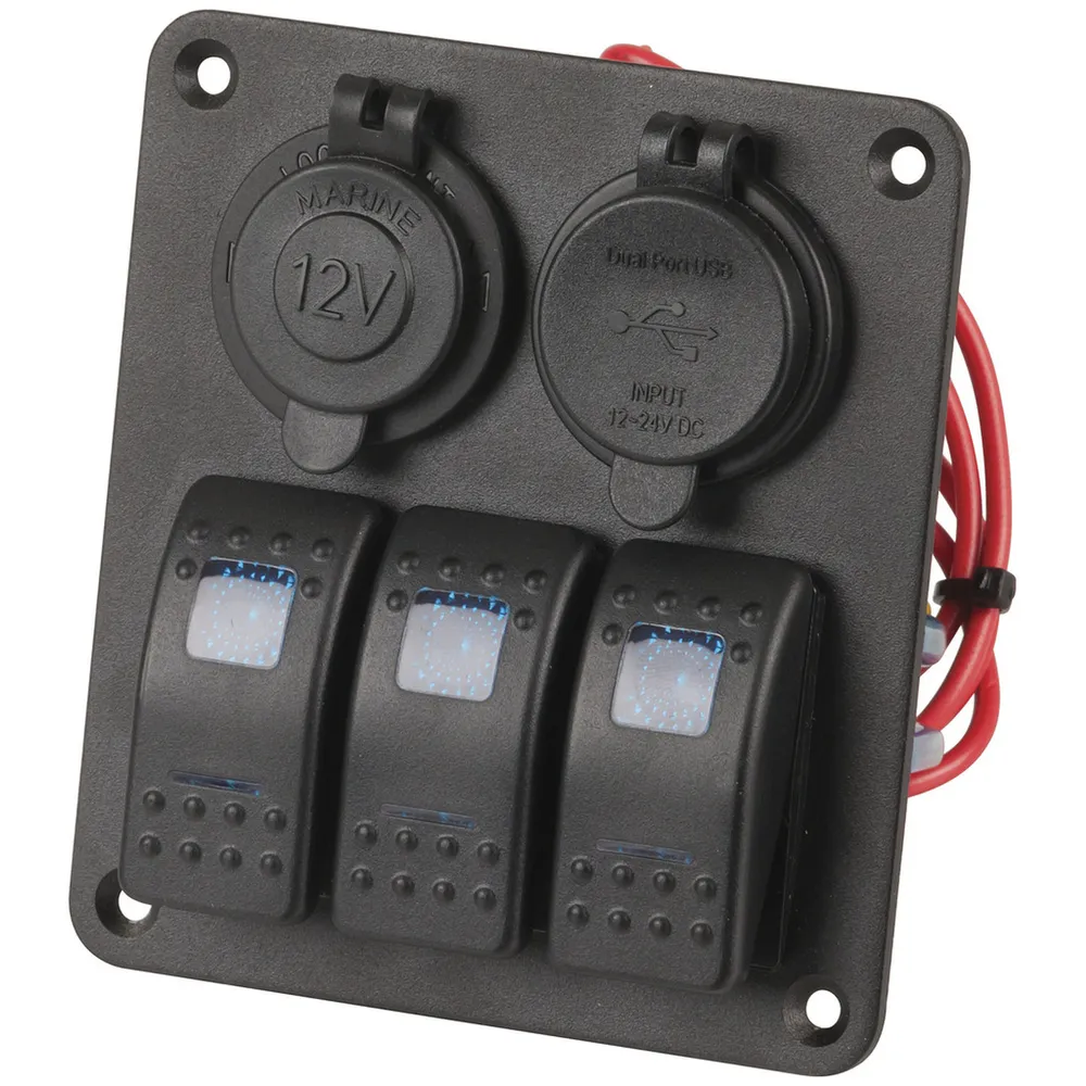 3 Way Switch Panel with Dual USB 4.2A and 12VDC Power Socket | Road ...