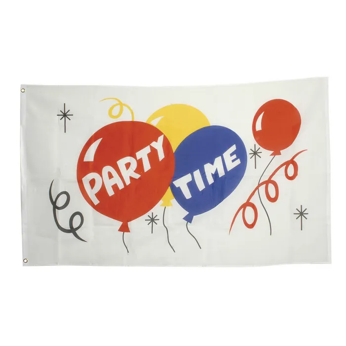 "Party Time" Flag (Featuring Balloons & Streamers) - 900 x 1500mm ...
