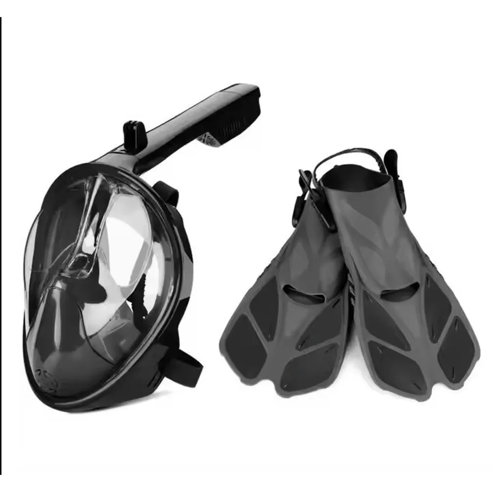 Adults Mask, Snorkel and Fins Set - Black (Large Size) | Road Tech Marine