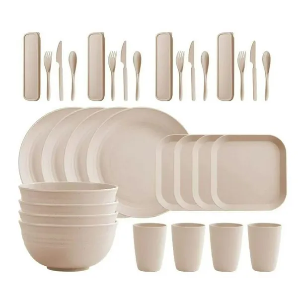 32 pcs Wheat Straw tableware set | Road Tech Marine