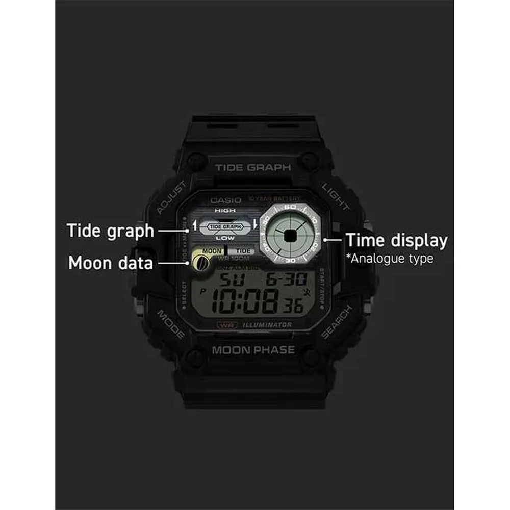 CASIO WS1700H-1A Tide Watch - Black | Road Tech Marine