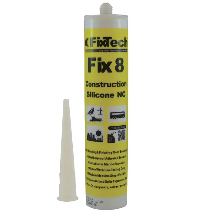 FixTech Clear Silicone Adhesive Sealant - Structural Grade Translucent ...